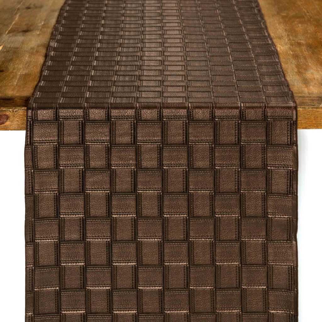 Chocolate Basket Weave Vinyl Runner - Over The Top